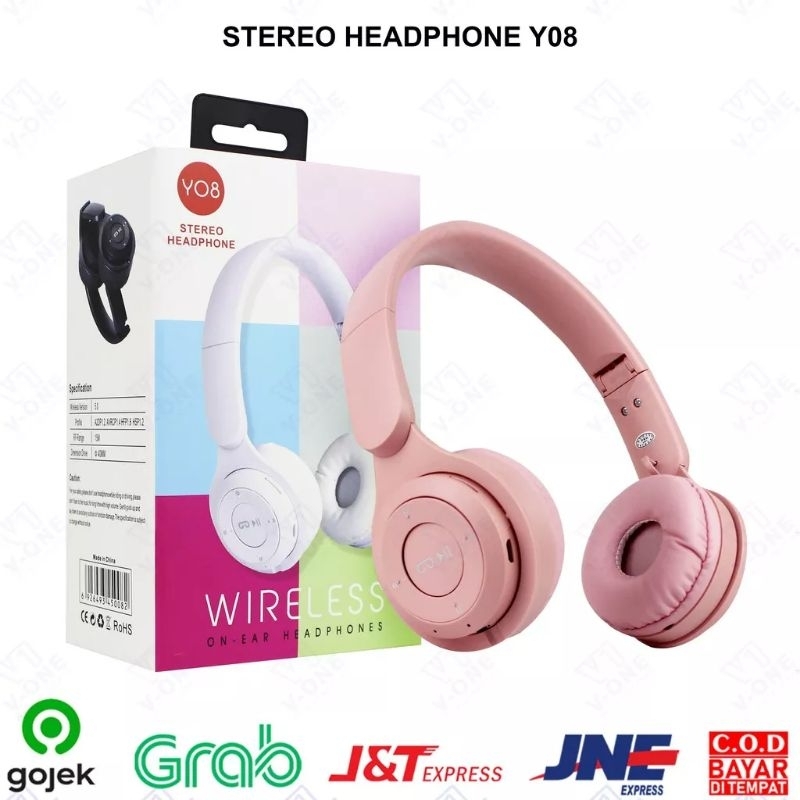 Jual headset,headphone bluetooth stereo wireless y08 | Shopee Indonesia