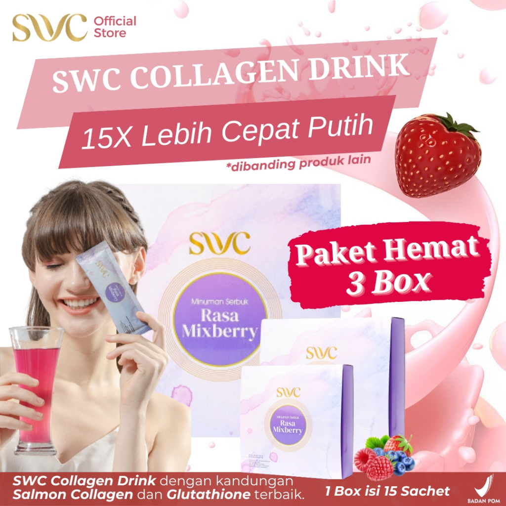 Jual PAKET HEMAT 3 | SWC Collagen Drink [Untuk Kulit Yang Ingin Putih] Extra Glutathione With ...