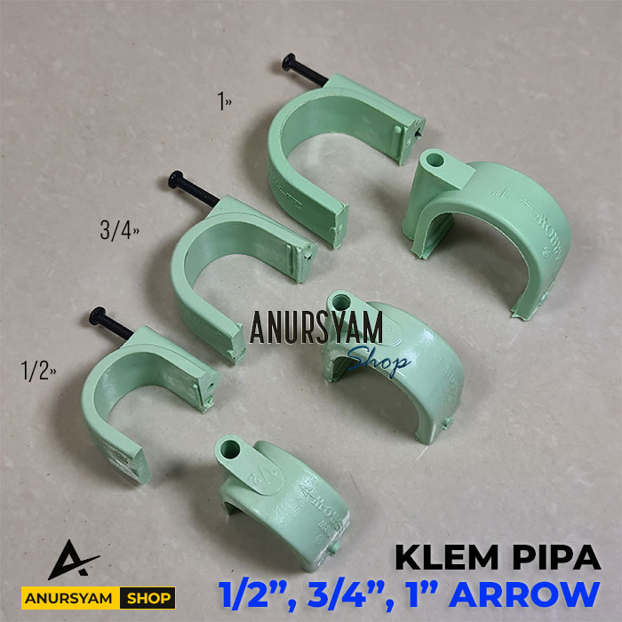 Jual Klem Pipa PVC 1/2" 3/4" 1" In ARROW Paku Marabu Hitam / Klip Kabel ...