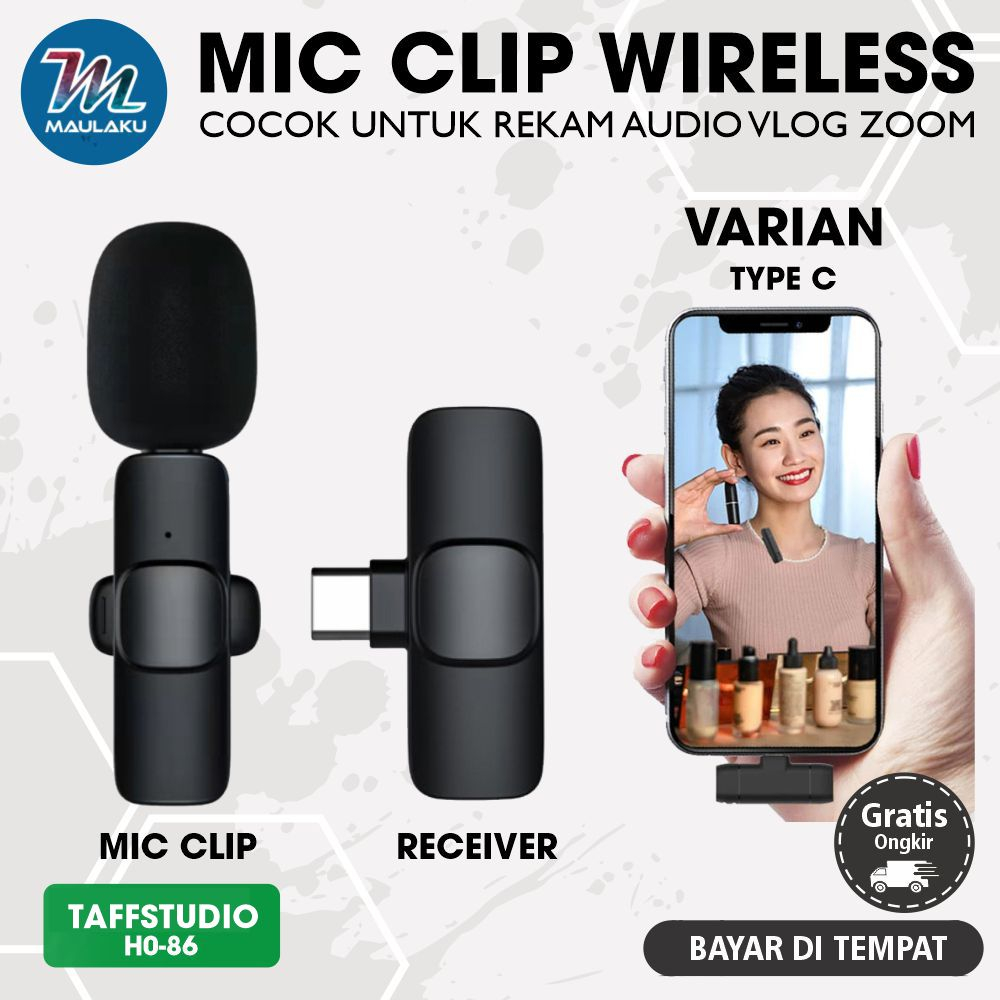 Jual Mic Wireless Smartphone Lavalier Clip On Vlog Microphone USB Type ...