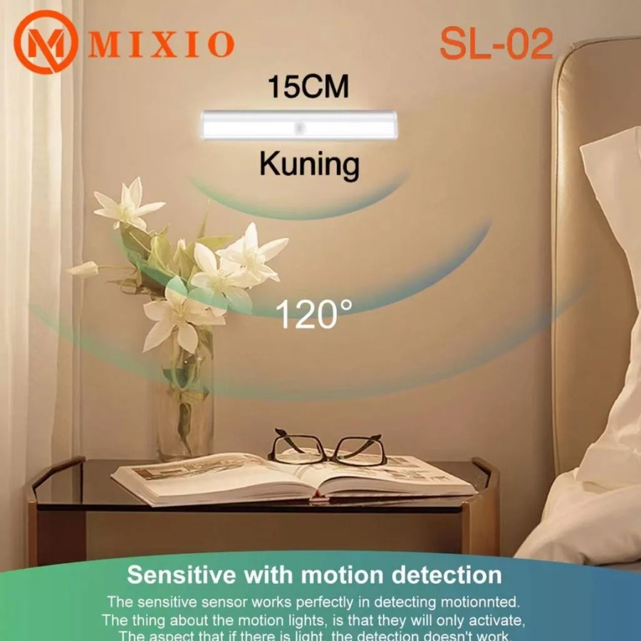 Jual Mixio lampu dinding lemari baju led sensor gerak otomatis 15cm SL-02 | Shopee Indonesia