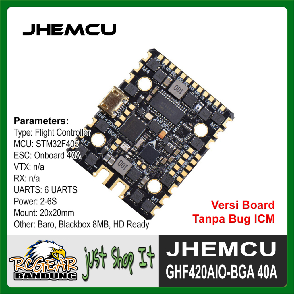 Jual JHEMCU GHF420 AIO F4 OSD 40A ESC 2-6S 20x20mm FC Flight Controller ...