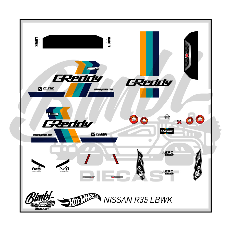 Jual Decal Hotwheels Nissan R35 LBWK Greddy Transparan | Shopee Indonesia