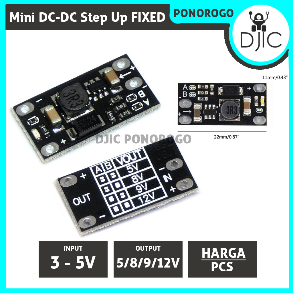 Jual Modul Mini DC to DC Step Up Boost Converter Baterai 18650 3V 3.7V 5V Ke 5V 8V 9V 12V ...