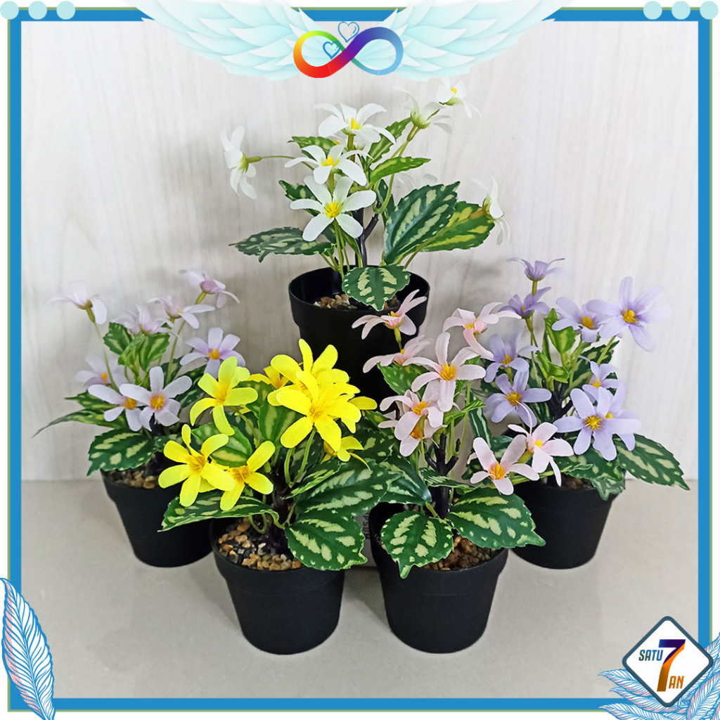 Jual Tanaman Bunga Plastik Tanaman Hias Pot Hitam Bunga Mini Pajangan ...