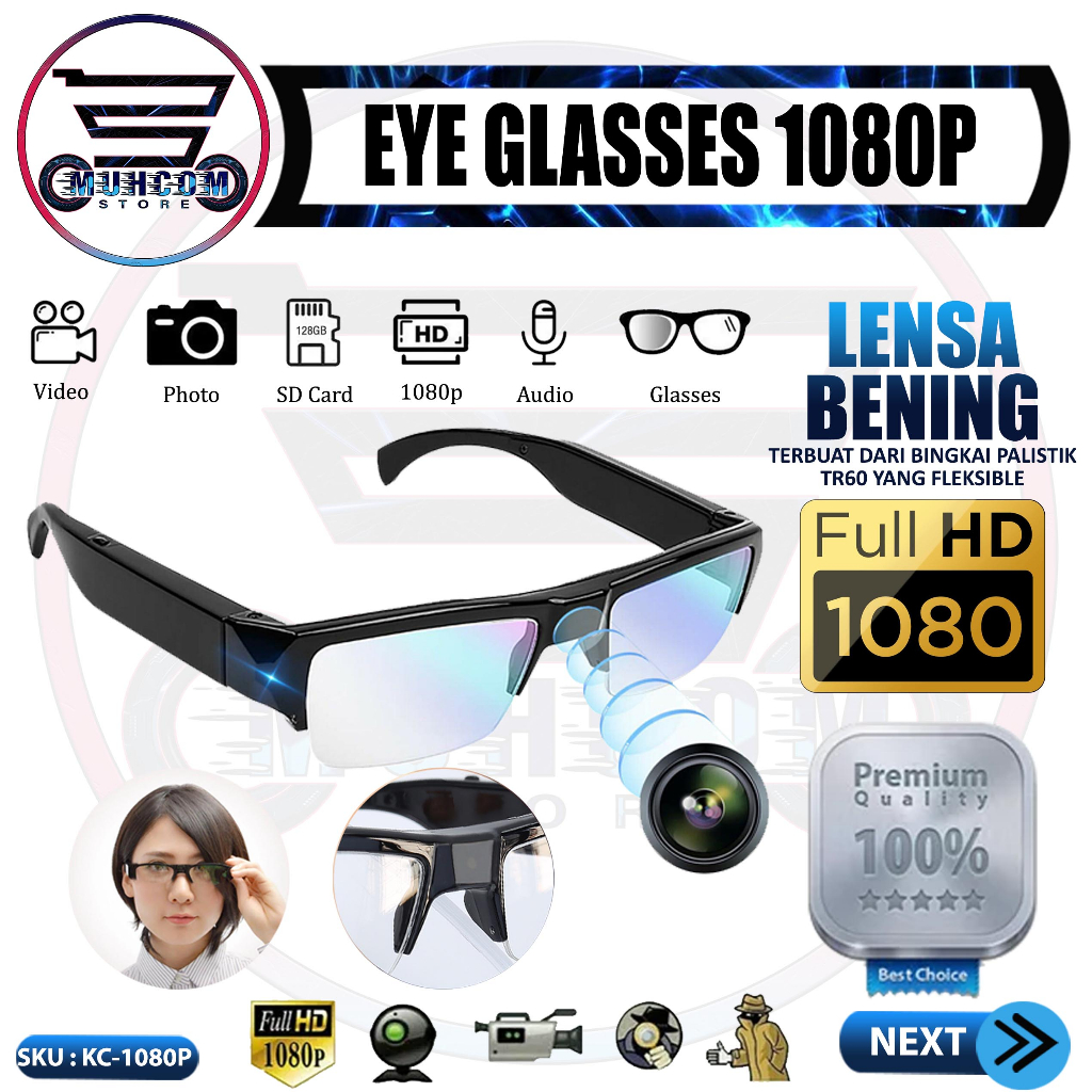 Jual Spy Camera Glasses Eyewear Kacamata Kamera Resolusi Full HD 1080P ...
