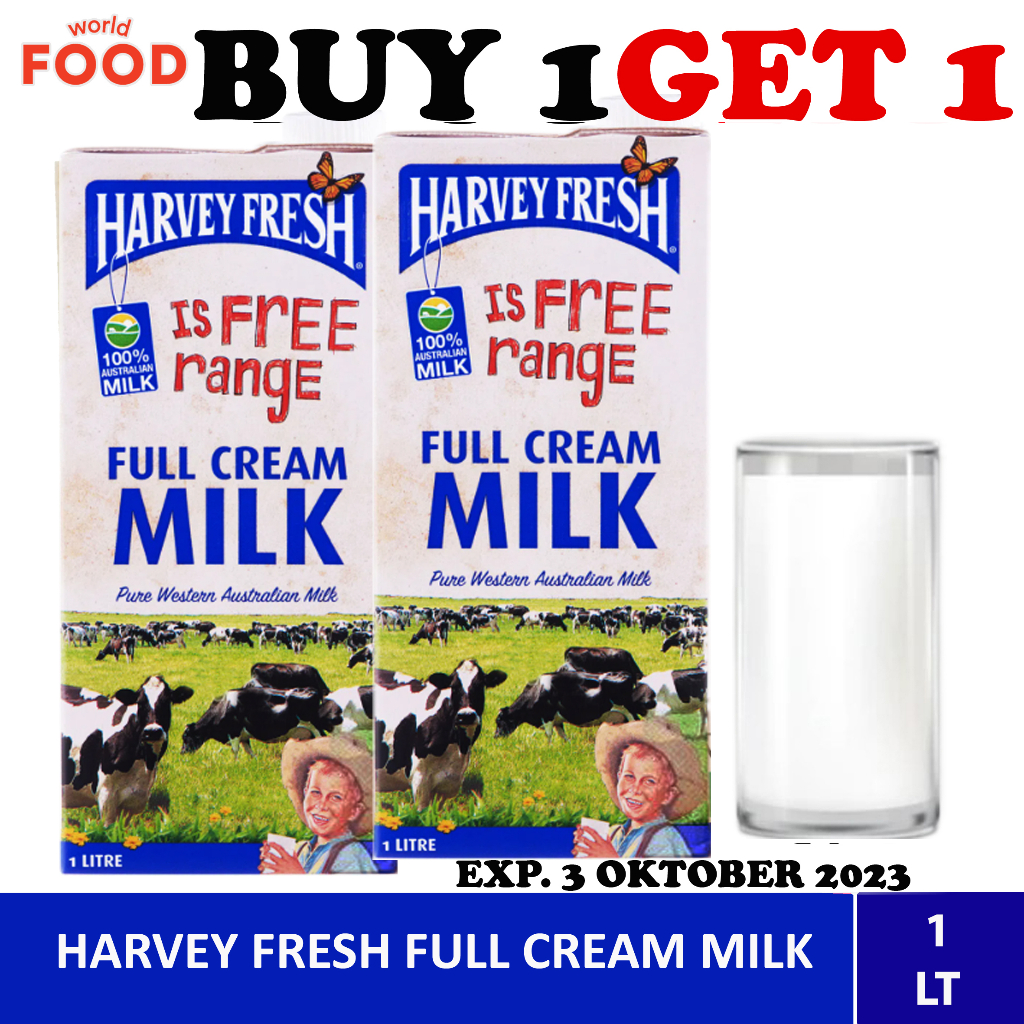 Jual HARVEY FRESH FULL CREAM MILK UHT 1LT *PROMO BUY1GET1 FREE ...