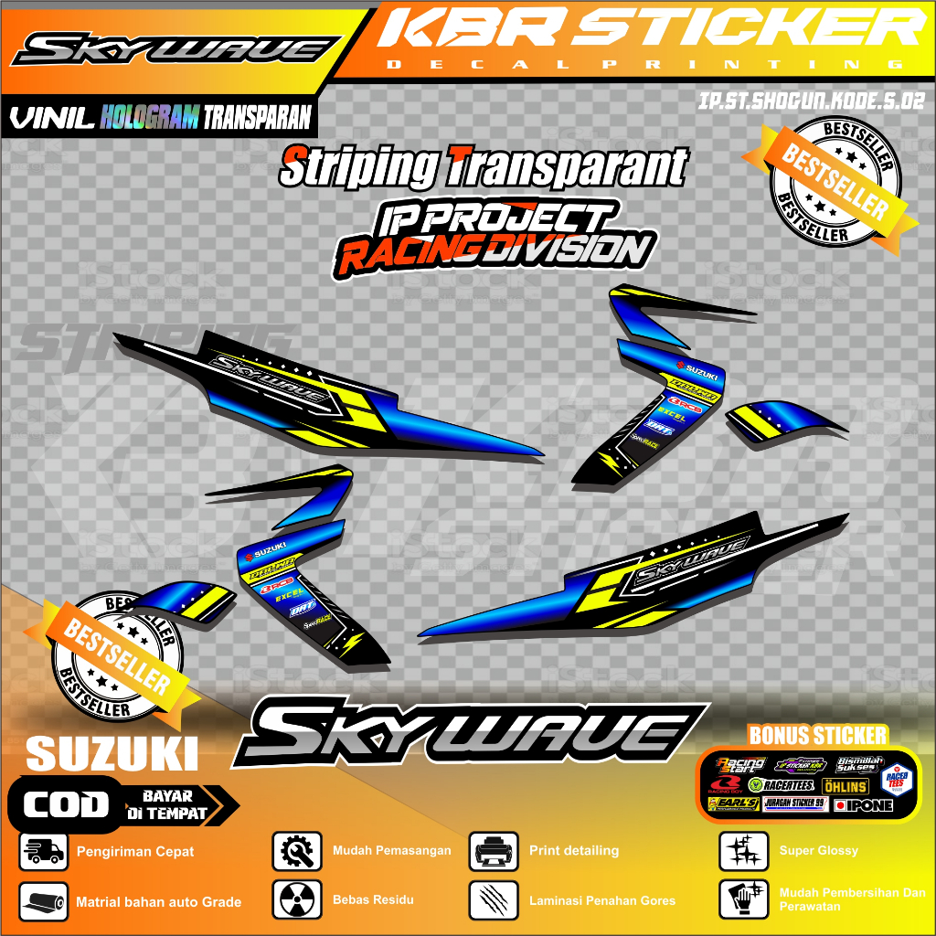 Jual (cod) STIKER STRIPING SUZUKI SKYWAVE- STIKER STRIPING SUZUKI MOTOR ...