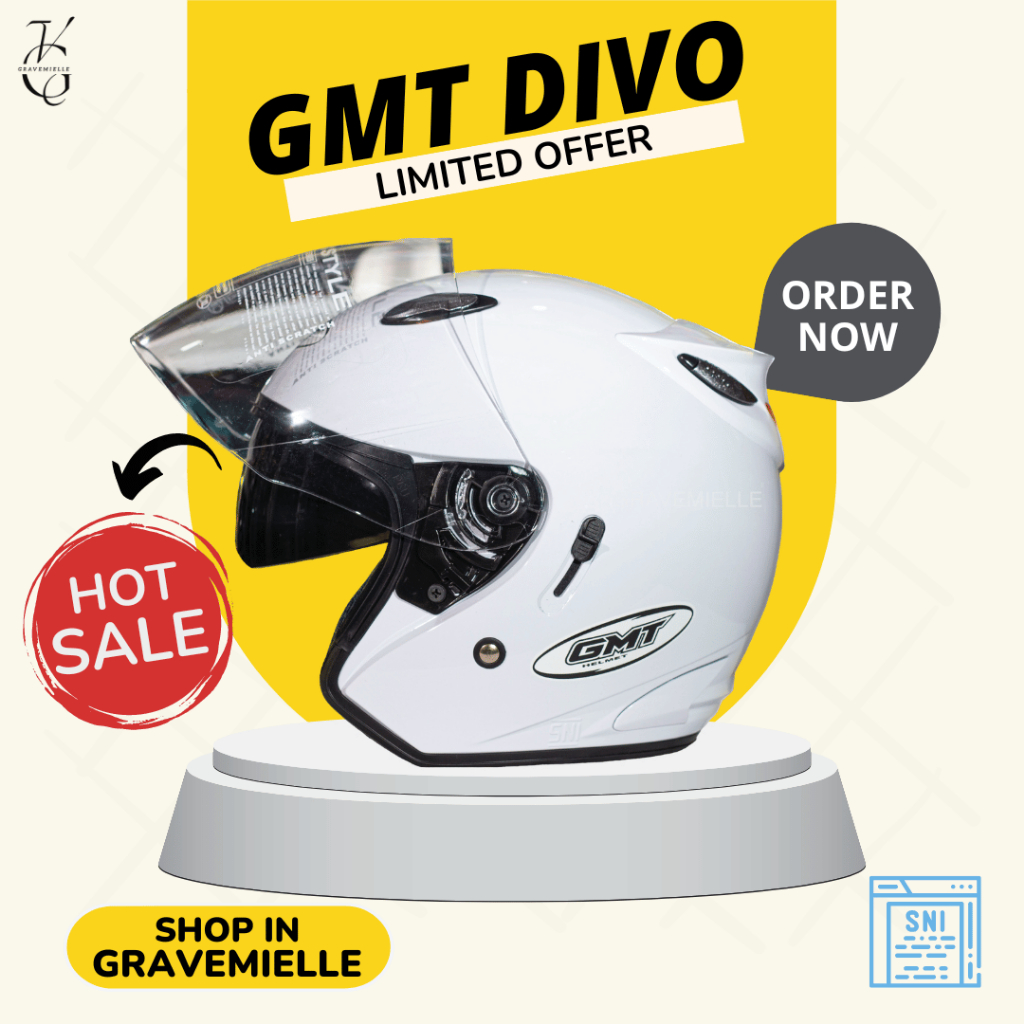 Jual Helm Half Face GMT Original Double Visor Motor SNI Murah Helm Pria ...