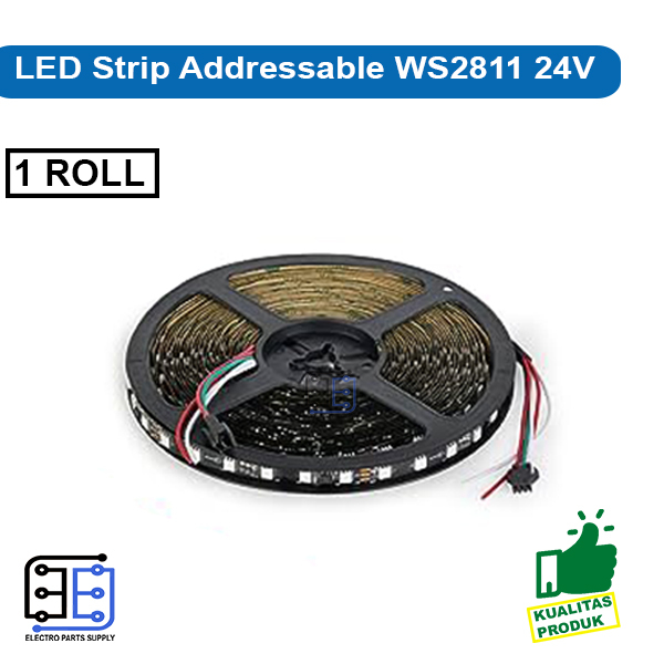Jual LED Strip WS2811 24V Rapat PCB Hitam Bahan LED Strobo Wave 5 Meter ...