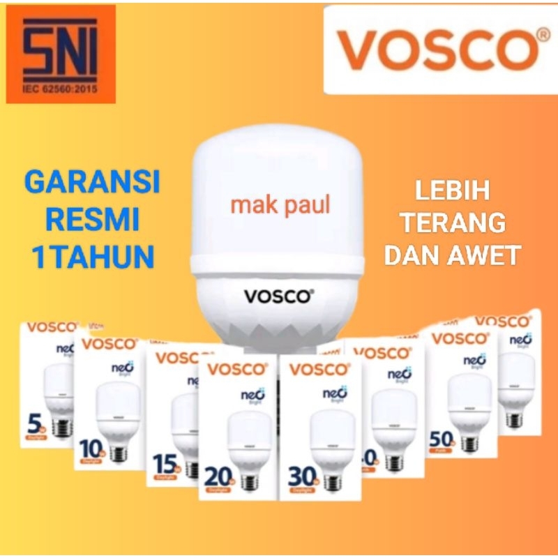 Jual lampu LED VOSCO 5 - 60 watt GARANSI RESMI SNI 1TAHUN | Shopee Indonesia