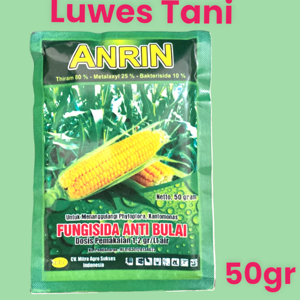Jual Fungisida ANRIN Anti Bulai Thiram 80% Metalaxyl 25% Bakterisida 10 ...