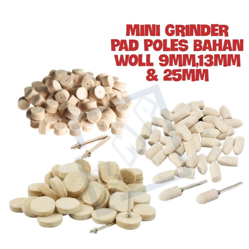 Jual MINI GRINDER PAD POLES BAHAN WOLL 9mm,13mm & 25mm | Shopee Indonesia