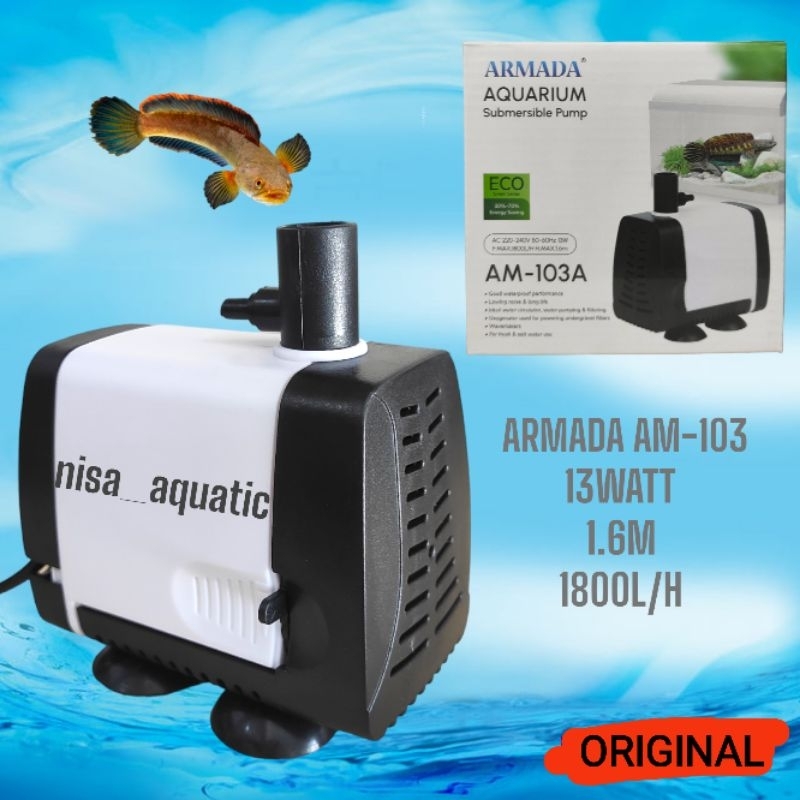 Jual Pompa Celup Air Filter 103 ARMADA AM 103A 13Watt,1.6M,1800L/H ...