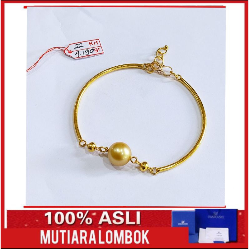 Jual gelang emas 22 karat mutiara laut asli lombok perhiasan wanita ...