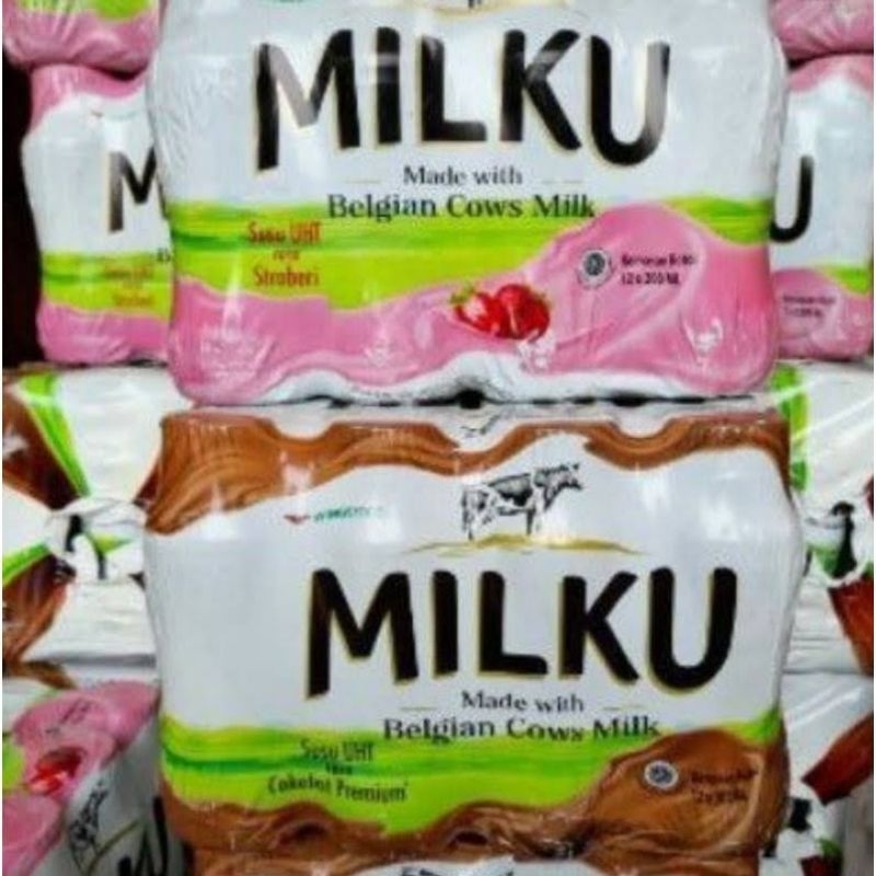 Jual Milku Susu UHT 1 ctn isi 12 pcs rasa original, coklat dan stoberi ...