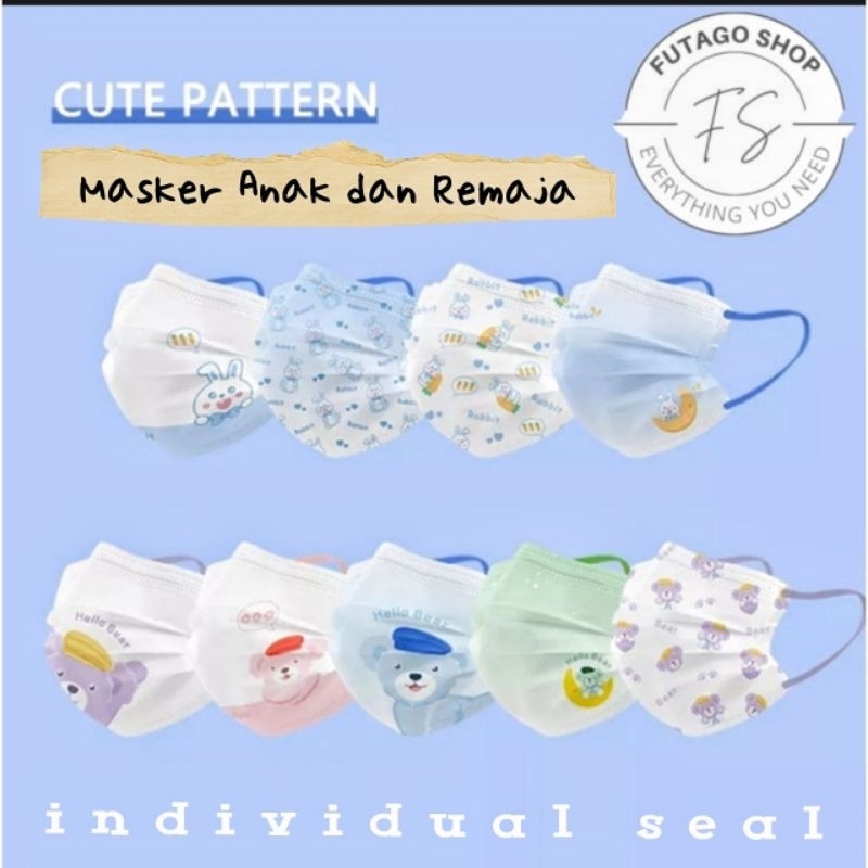 Jual Masker Anak dan Remaja Disposable Flat Earloop Mask 3D ...