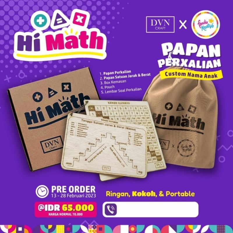 Jual HI MATH versi 2 (tebal 5mm) tabel perkalian, tabel jarak, tabel ...