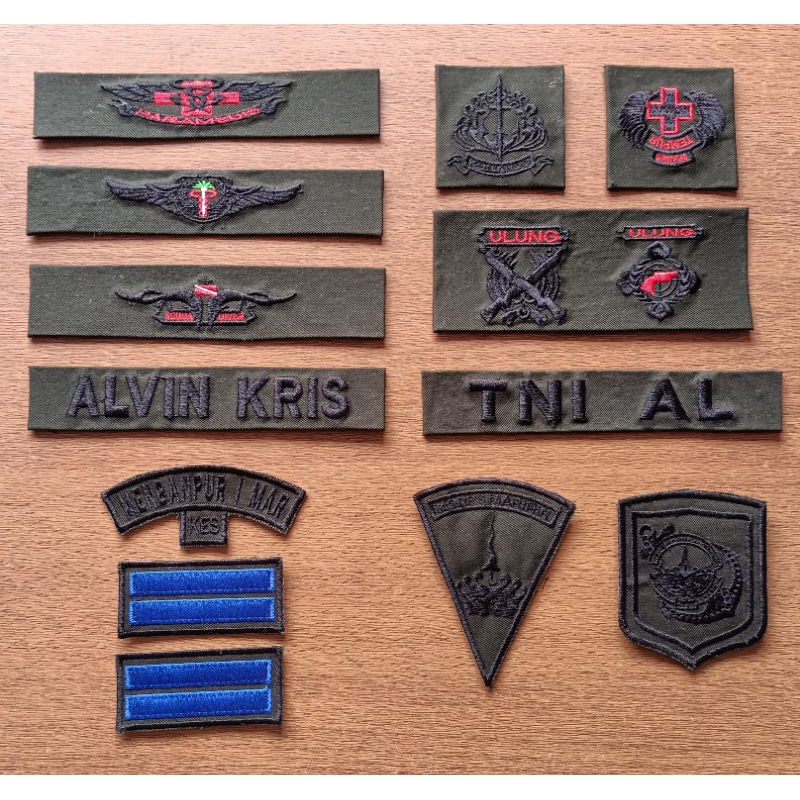 Jual Atribut papan nama Bordir pdl TNI AL full satu set diperkeras mika | Shopee Indonesia