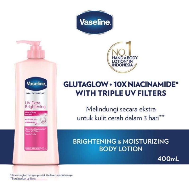 Jual Vaseline Healthy Bright HAND BODY LOTION UV Extra Bright with ...
