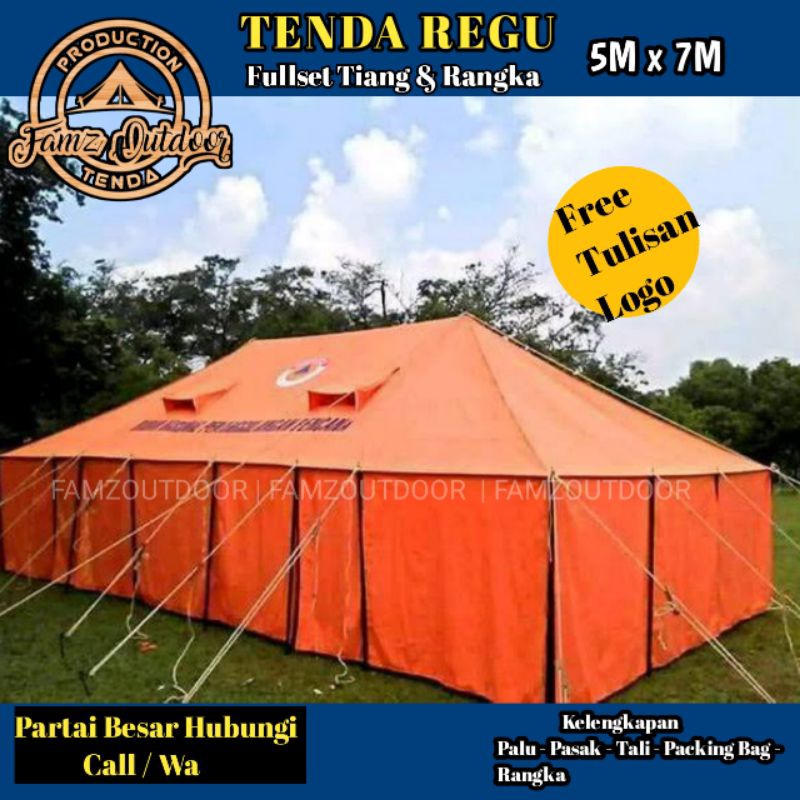 Jual Tenda Regu Komando 5M x 7M - Camping Perkemahan Pramuka TNI - Kain ...