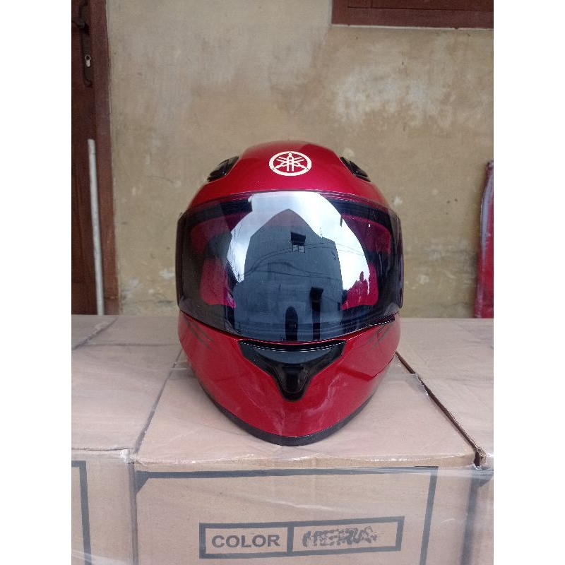 Jual HELM YAMAHA FULL FACE ORIGINAL(MERAH) | Shopee Indonesia