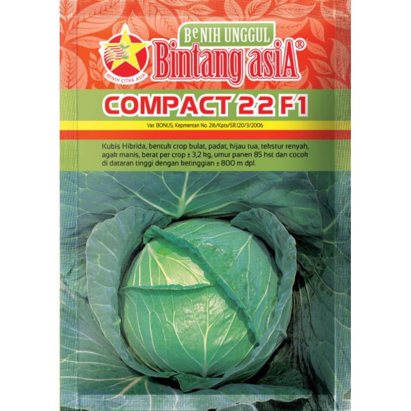 Jual Bibit - Benih Kubis Hibrida bentuk crop bulat Compact 22 F1 ...