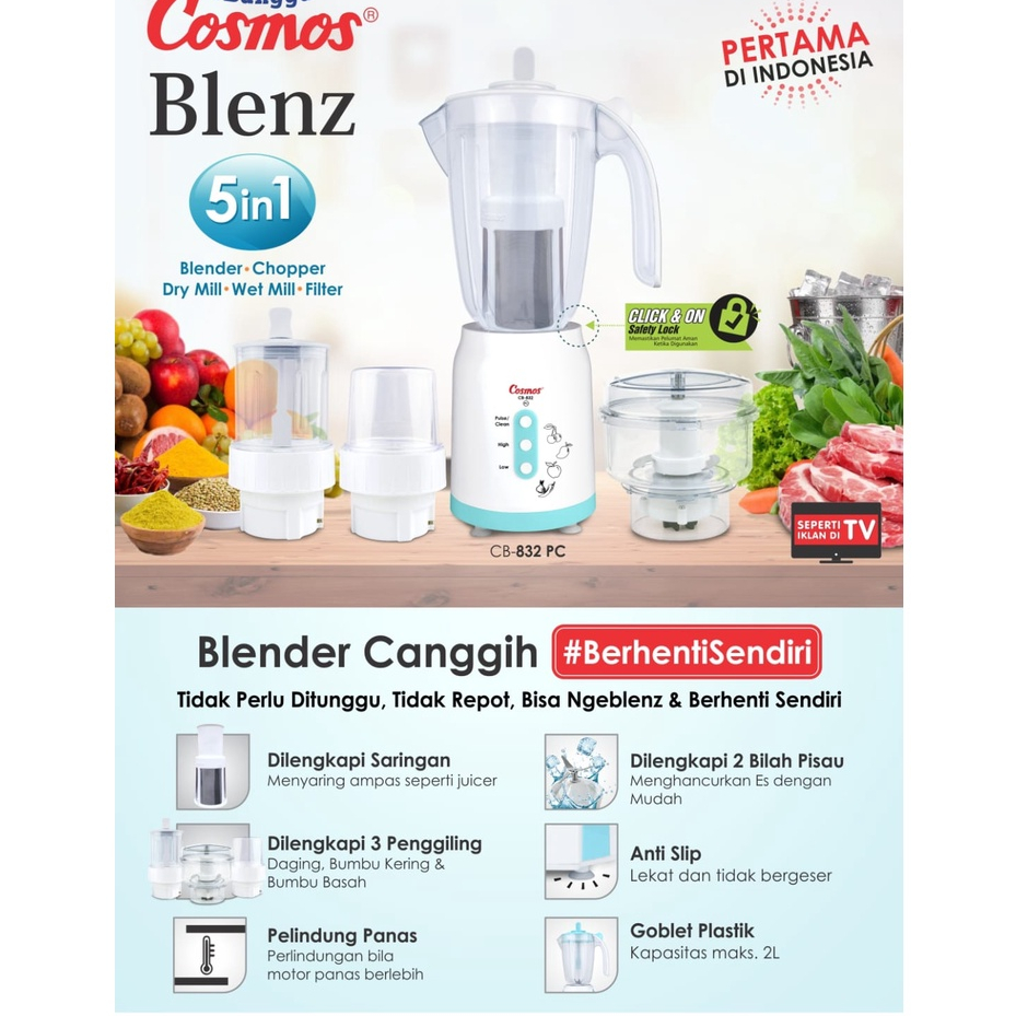 Jual Blender dan Chopper Cosmos 5 in 1 CB-832 Blender Blenz Terbaru ...