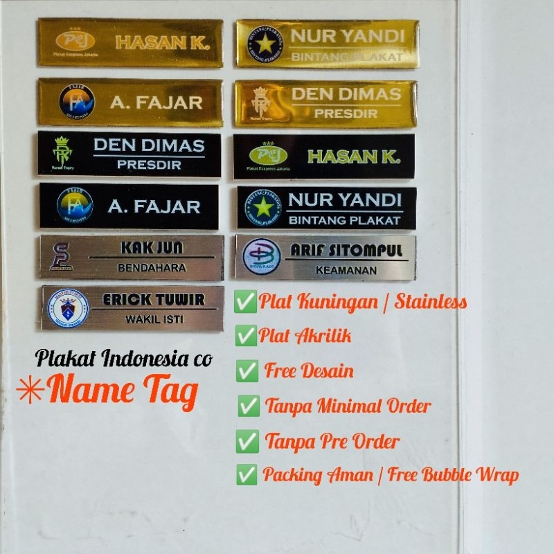 Jual Name Tag | Name Tag Murah | Name Tag Peniti | Name Tag Magnet ...