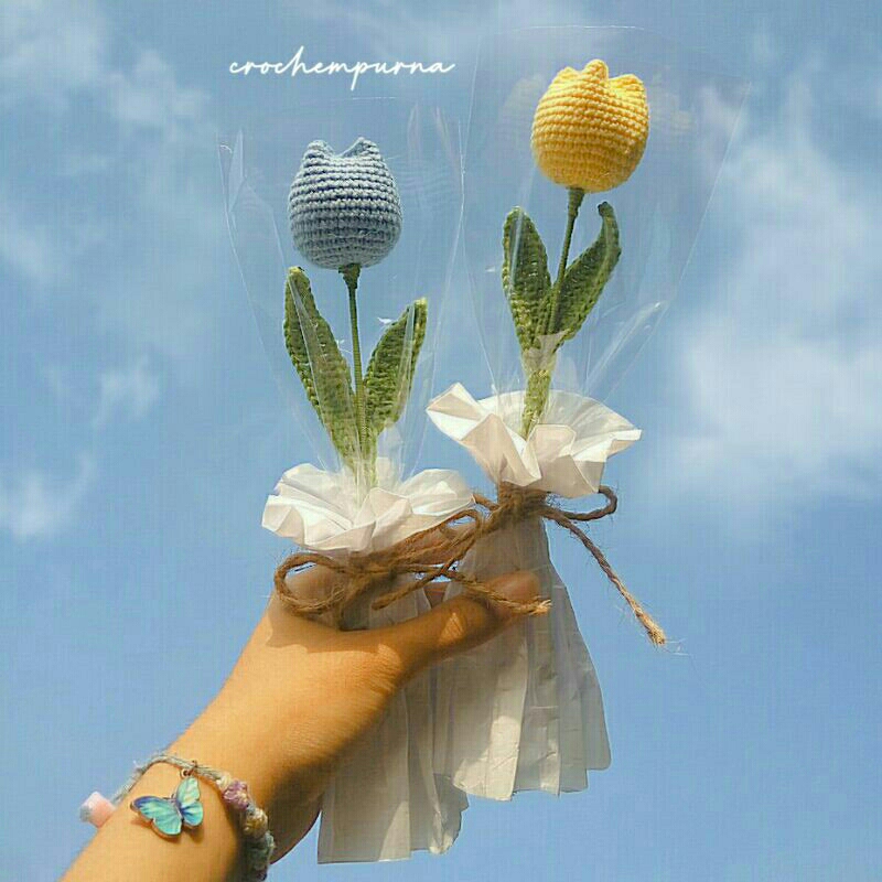 Jual Bunga rajut | Crochet flower | buket bunga tulip | Shopee Indonesia