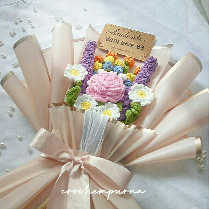 Jual Buket bunga rajut | Crochet flower Bouquet | Shopee Indonesia