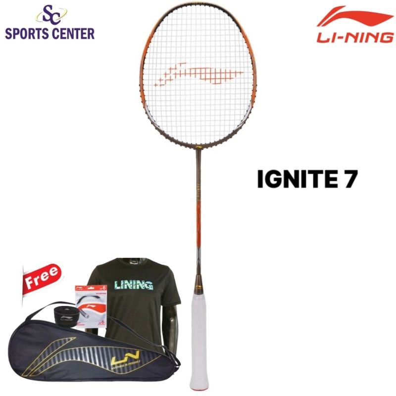 Jual New Full Set Raket Badminton Lining Ignite 7 Olive Grey / Orange | Shopee Indonesia