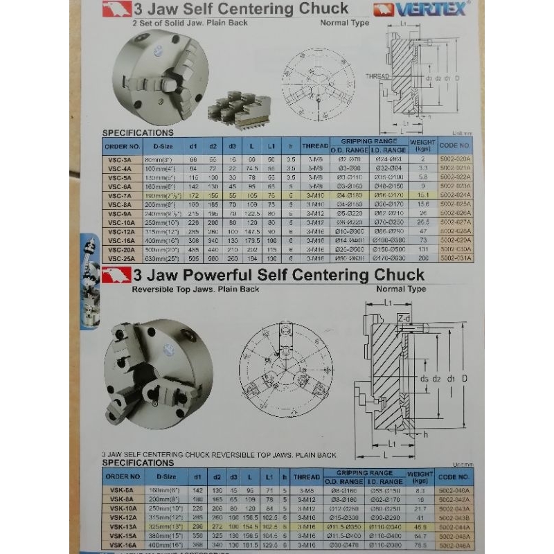 Jual vertex 3 jaw self centering vsc 8a | Shopee Indonesia