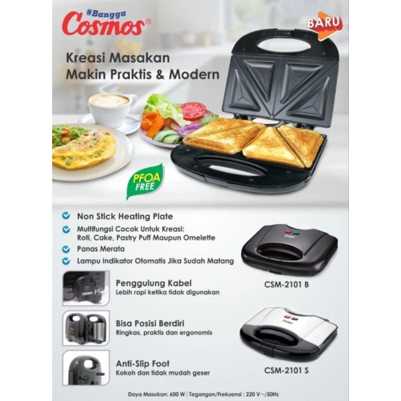 Jual TOASTER ROTI COSMOS CSM 2101 SEGITIGA - PEMANGGANG ROTI COSMOS ...