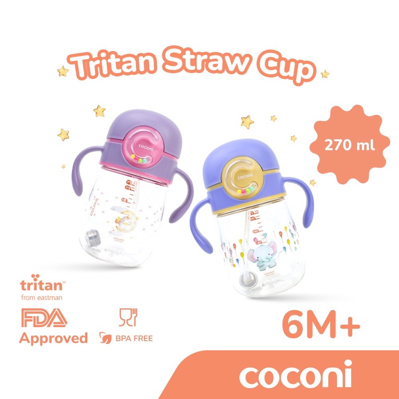 Jual Coconi Tritan Bottle 270ml Botol Minum Bayi anak dengan Pemberat 360 Baby drinking Sippy ...