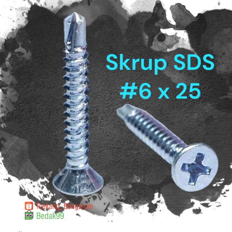 Jual Skrup SDS FH #6 x 25 Skrup Kalsiboard 1inch Isi 1000 pcs | Shopee ...
