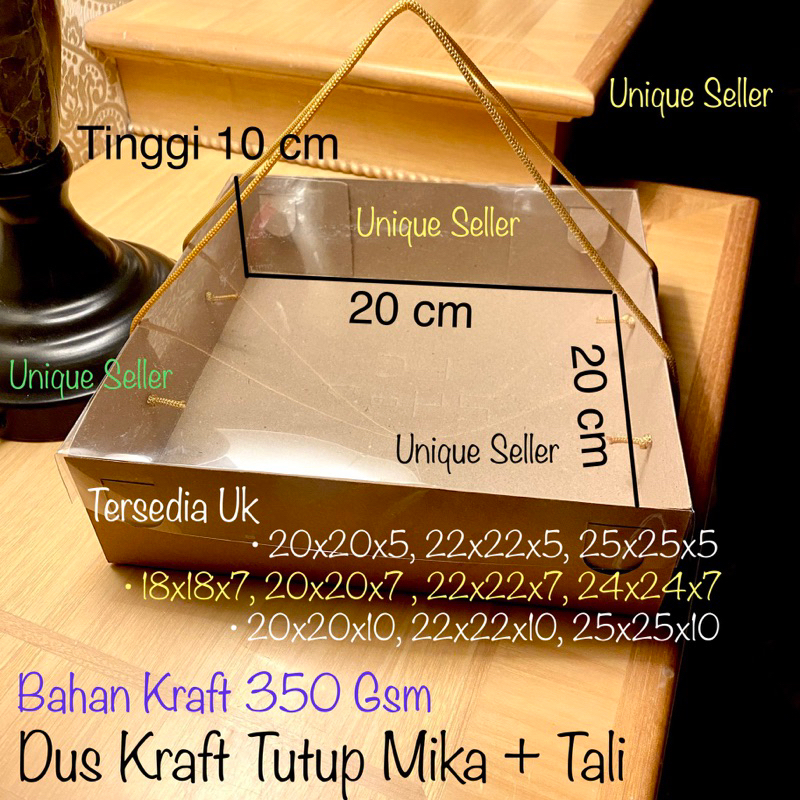 Jual [Isi10] Dus KRAFT Tali Uk 20x20x10 Tutup Mika 350 gsm / Dus Box ...