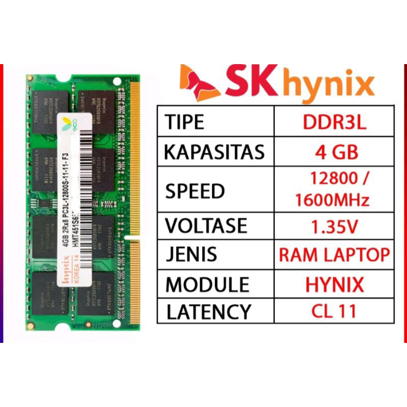 Jual RAM Laptop Skhynix DDR3L 4GB Second | Shopee Indonesia