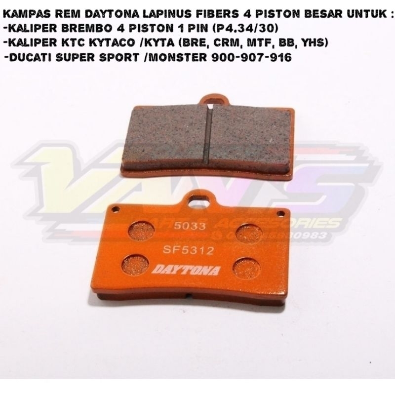 Jual Kampas Rem Daytona Ultra Force Lapinus Fiber 5033 4 Piston Besar ...