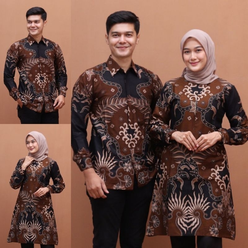 Jual Batik Tunik Couple Modern Set Pakaian Kemeja Batik Pria Couple Baju Batik Couple Tunik ...