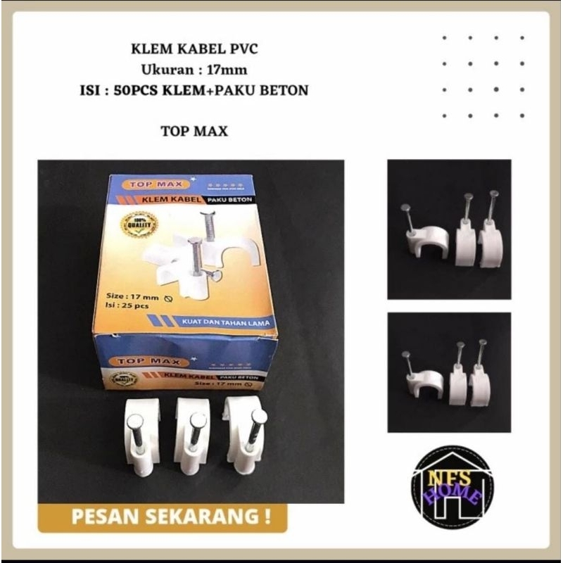 Jual Klem Kabel Paku Beton 17mm (Isi 50pcs) | Shopee Indonesia