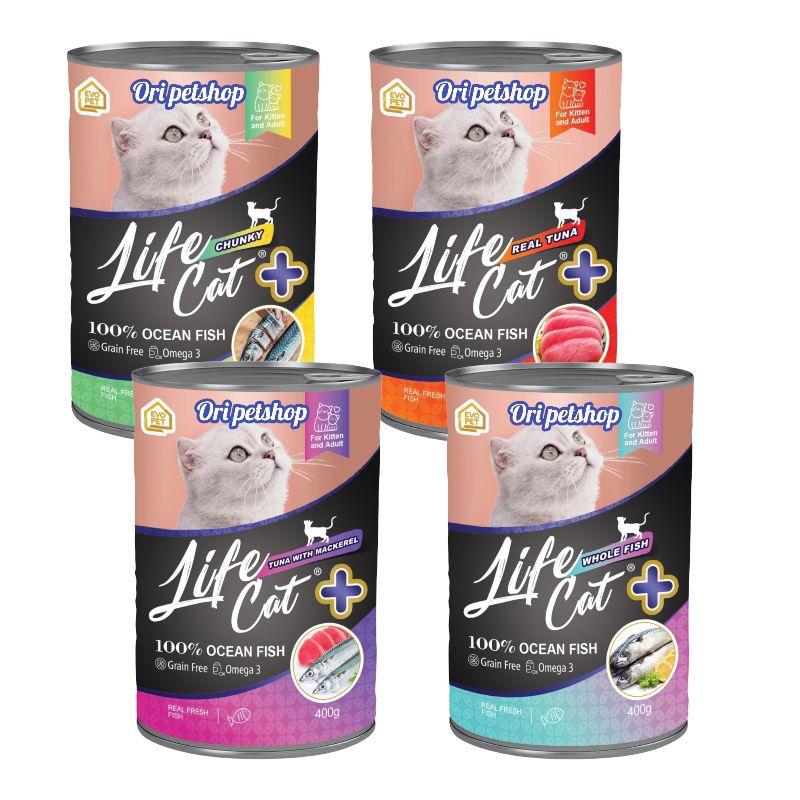 Jual ( 12pcs) life cat kaleng PLUS 400gr makanan kucing basah kaleng ...