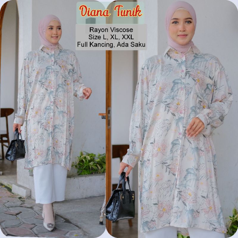 Jual PROMO LONG TUNIK/ATASAN WANITA MOTIF RAYON VISCOSE LD 100/110/120 ...