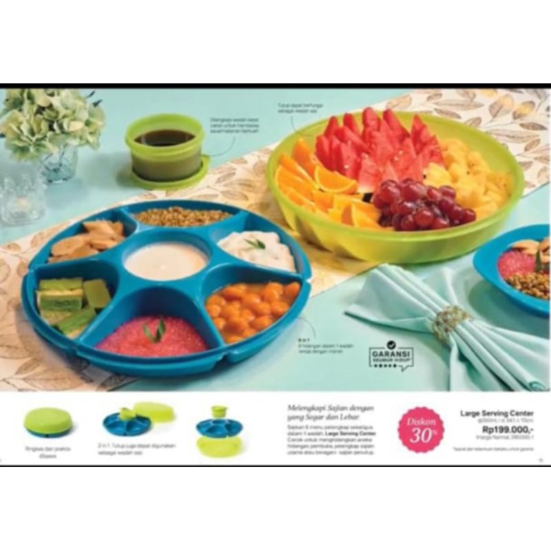 Jual Promo Cuci Gudang! - Tupperware Large Serving Center - Wadah Hidangan Saji Lauk dengan Tray ...
