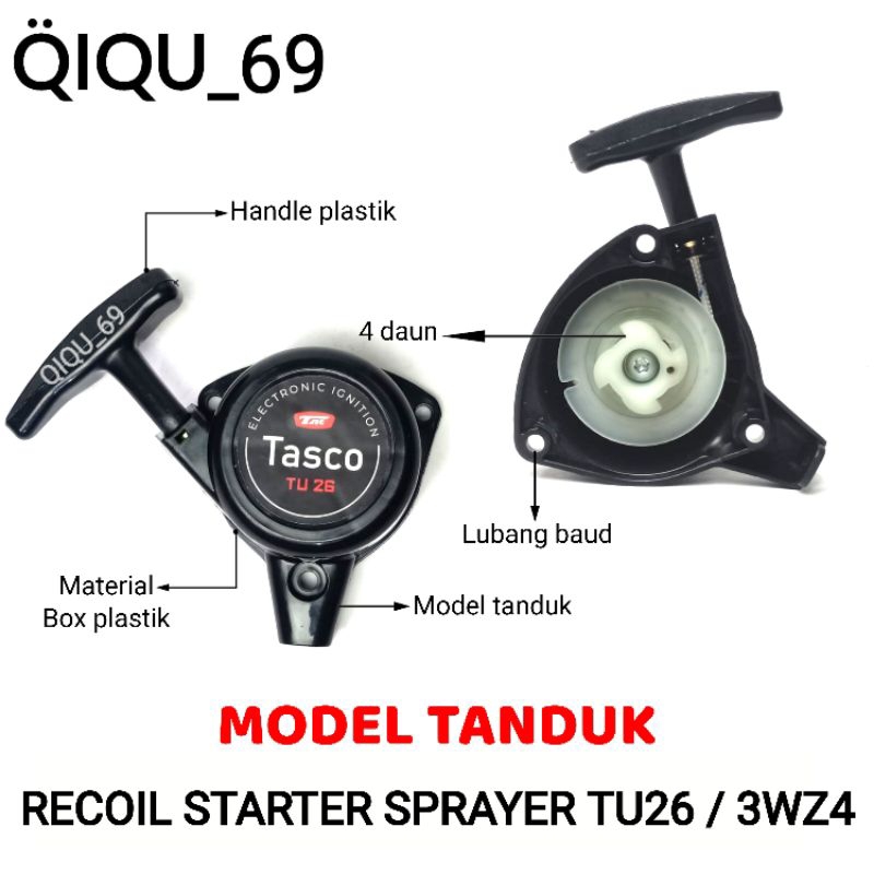 Jual Recoil starter stater TU26 tarikan starter mesin semprot hama TU26 3 Baud 4 Daun | Shopee ...