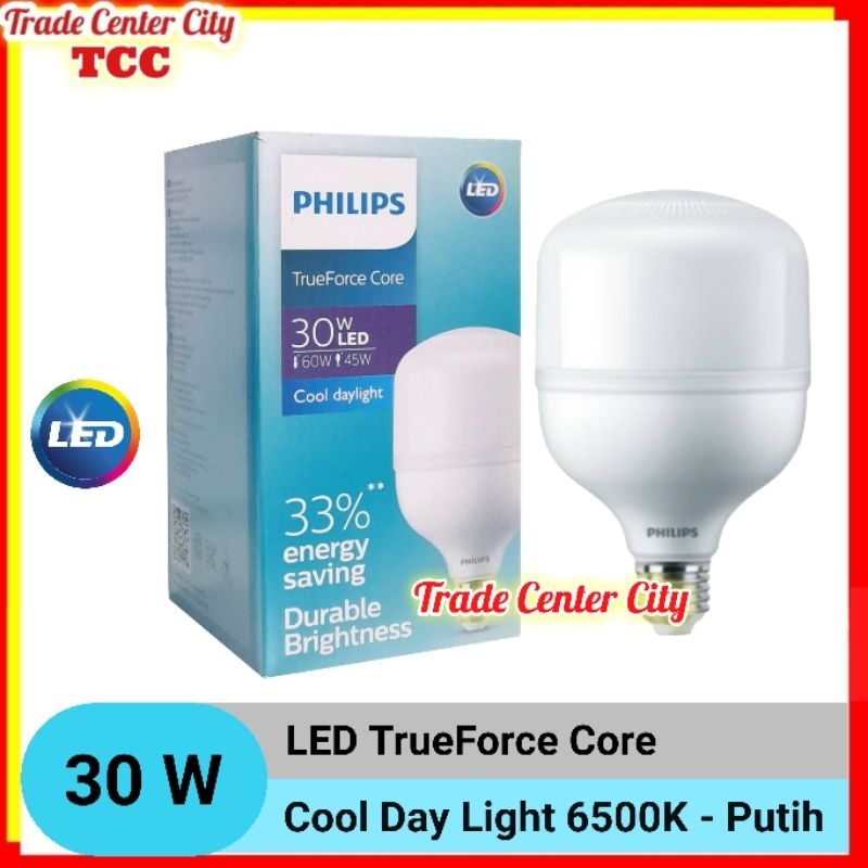 Jual Philips Lampu LED TrueForce Core 30 watt Bulb Cahaya Putih Tipe Fiting E27 Lampu Terang ...