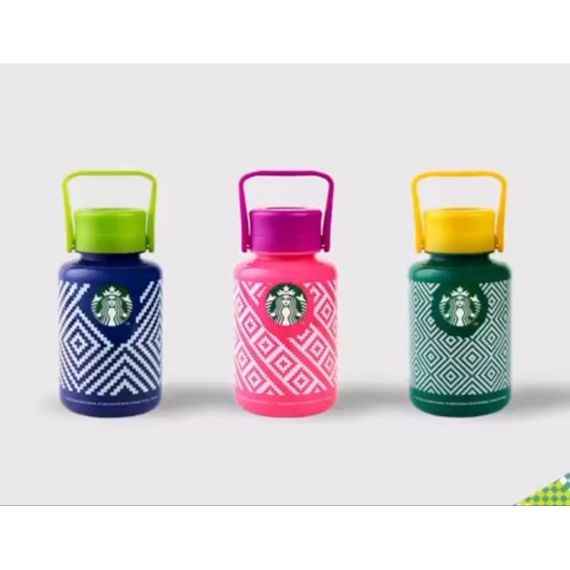 Jual Botol tumbler 1 liter Starbucks The colorful pink navy green ...