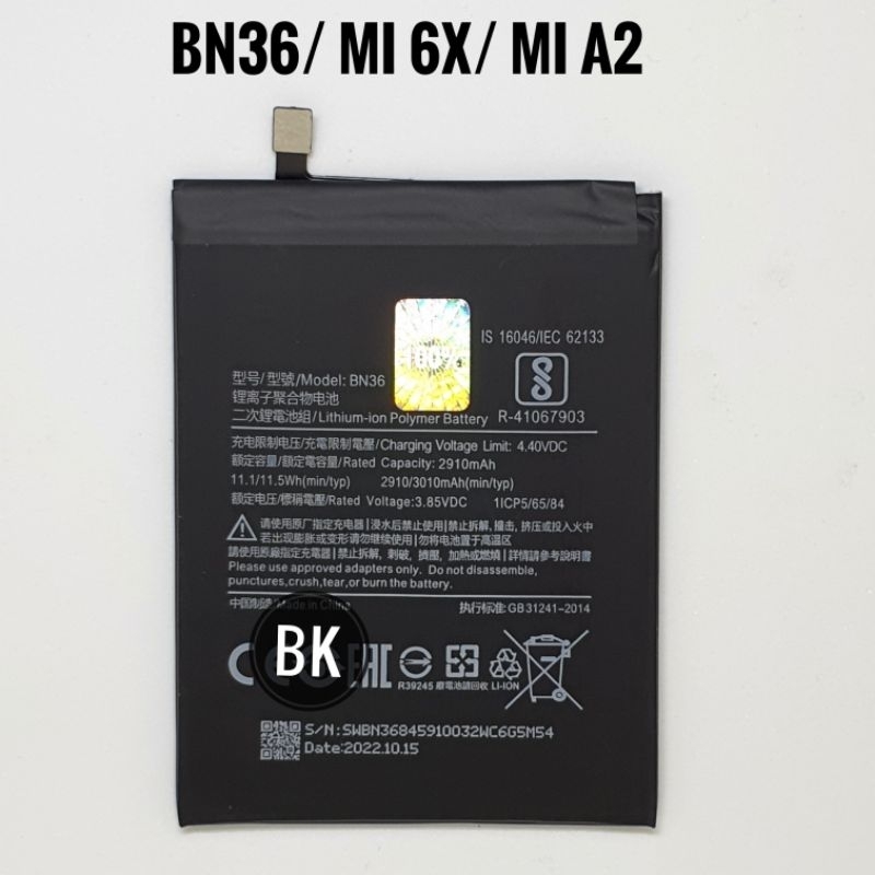 Jual Baterai Batre Xiaomi BN36 BN 36 Mi A2 Mi 6X Batere Xioami Mi6X MiA2 Original Battery ...