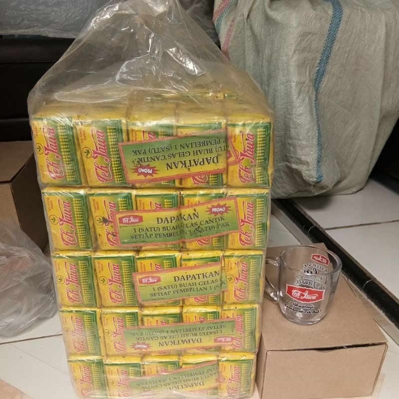 Jual Teh jawa kuning 10x40 gram+ free gelas cantik | Shopee Indonesia