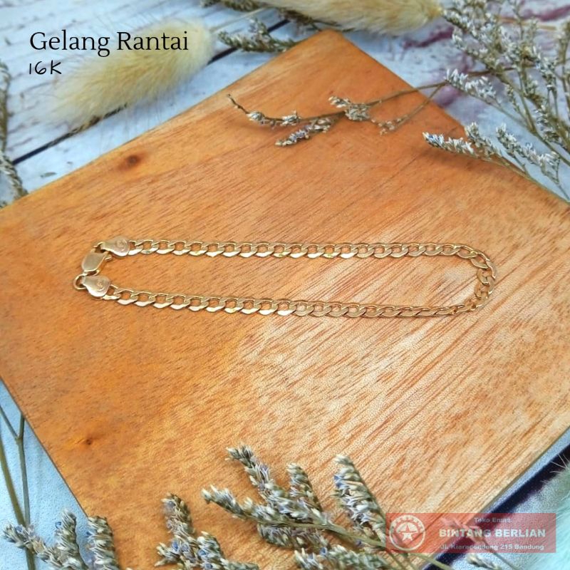 Jual Gelang Rantai Pipih 16K Gold Bracelet Isi Gepeng Emas Tua Kadar ...